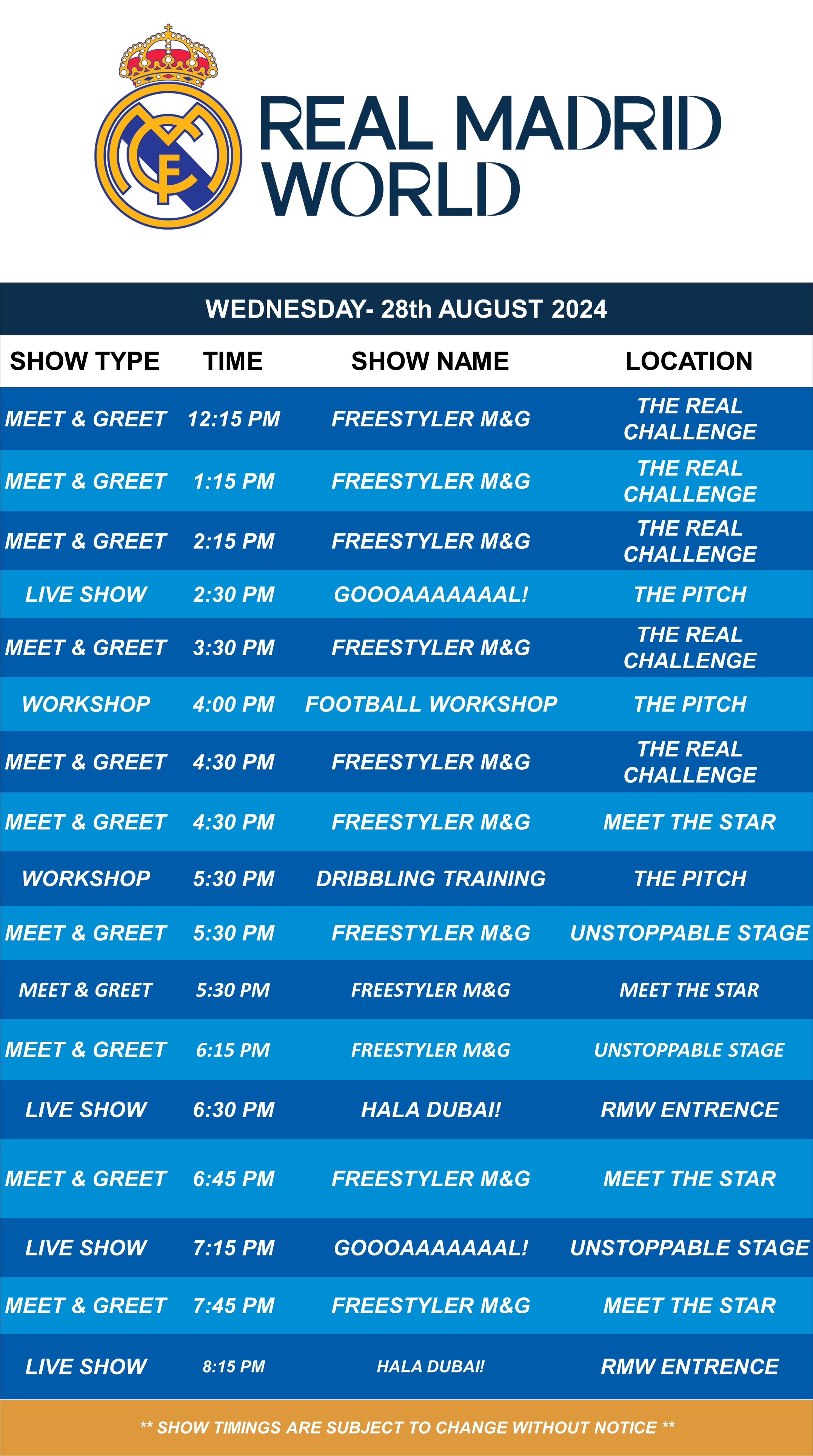 Real Madrid World Entertainment Show Timings | Dubai Parks and Resorts